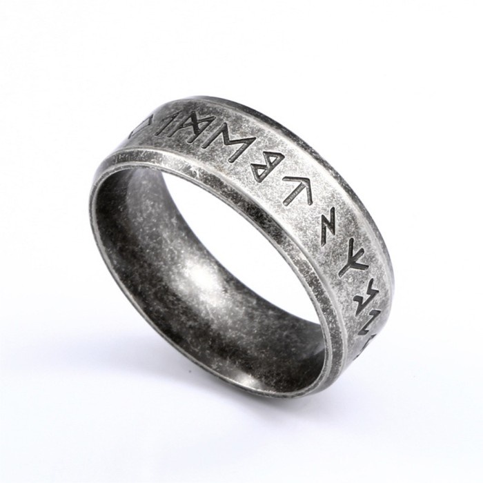 Jual Cincin Pria Titanium Hitam Motif Rune Viking Nordic Men Ring Ori ...