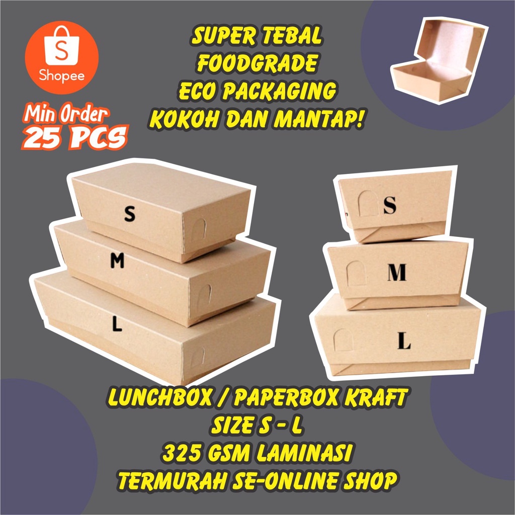 Jual PAPER LUNCH BOX BAHAN KRAFT/LUNCH BOX PAPER COKLAT SIZE S POLOS | Shopee Indonesia