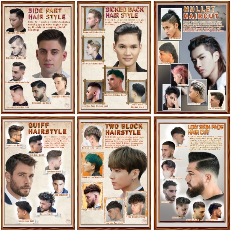 Jual COD!! POSTER MODEL RAMBUT PRIA SALON BARBERSHOP PANGKAS RAMBUT ...