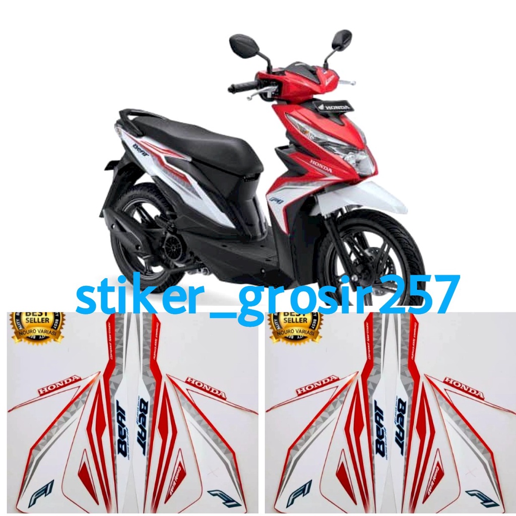 Jual STIKER STRIPING LIS BODY MOTOR HONDA BEAT FI CBS ISS 2017 MERAH ...