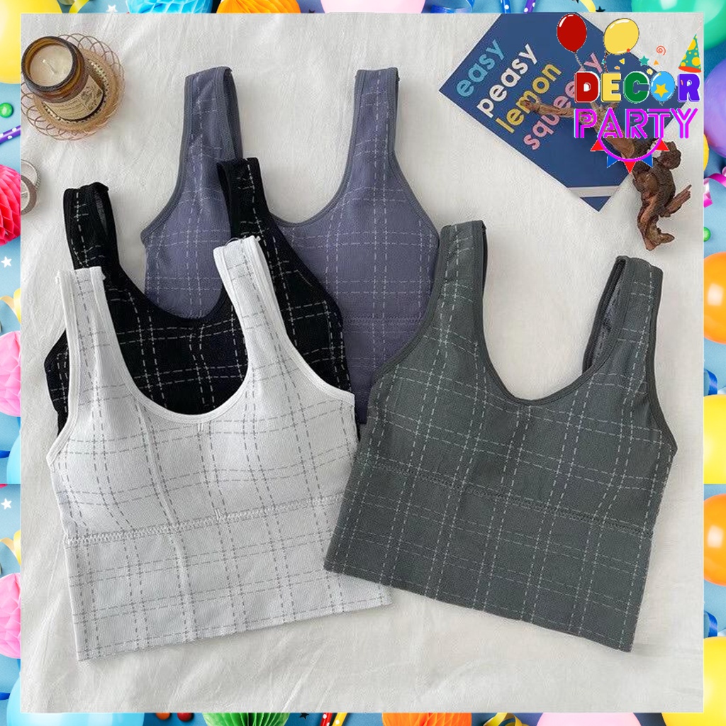 Jual DP Tank Top Wanita Model Garis 6590 Bra Sport Wanita Motif Kotak ...