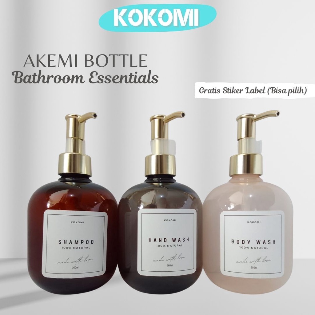Jual KOKOMI Botol Sabun Aesthetic AKEMI Botol Refill Sabun Cair 300ml ...