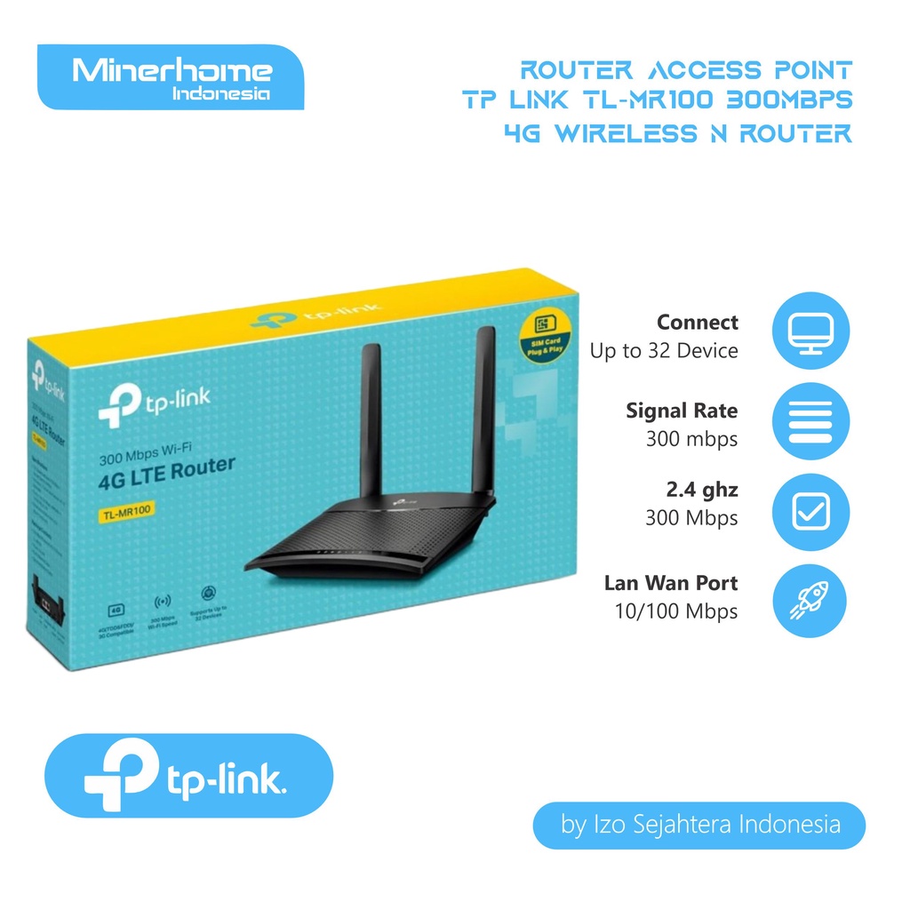 Jual Router Access Point TP Link TL-MR100 300Mbps 4G | Shopee Indonesia