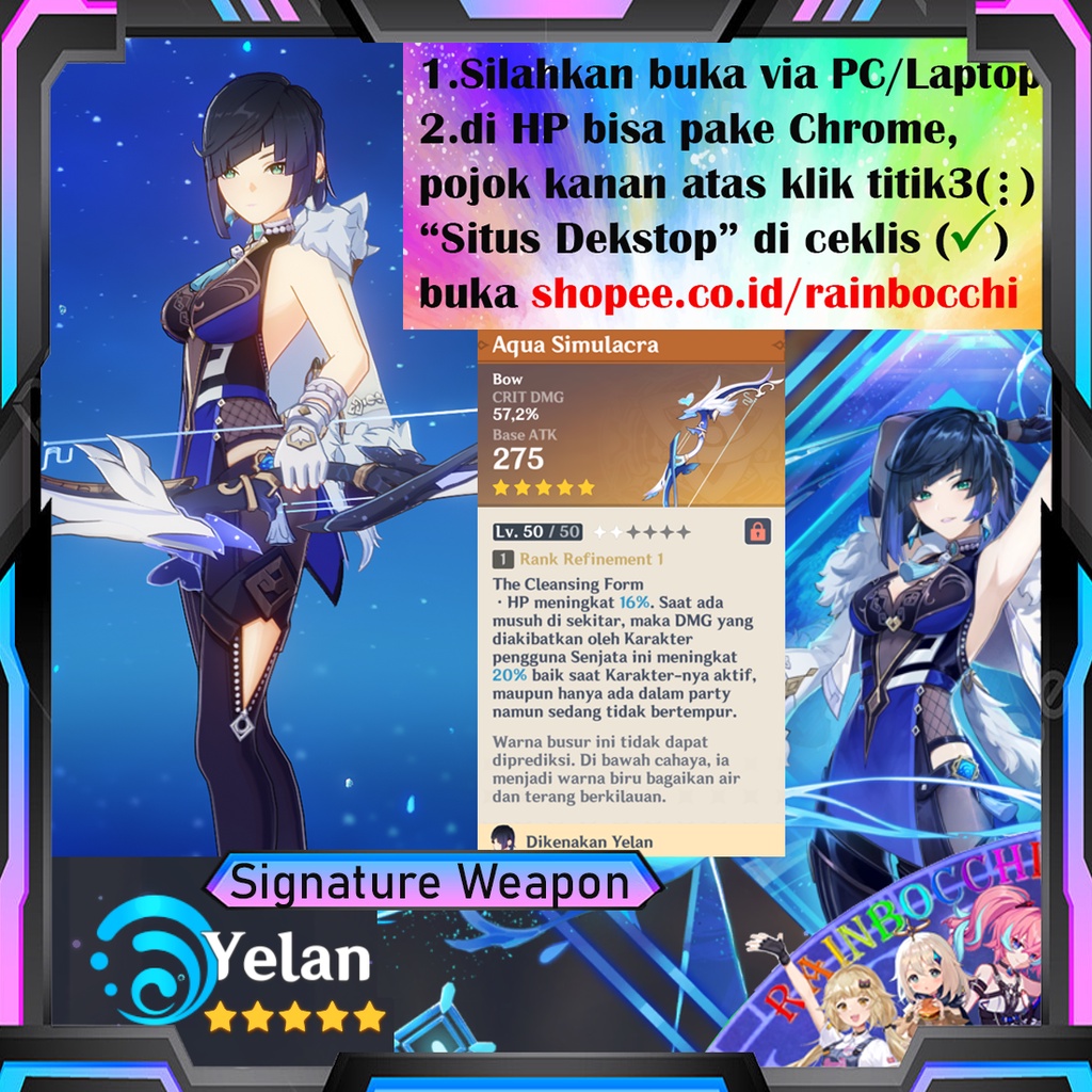 Jual YELAN Akun Genshin Impact Signature Weapon Aqua Simulacra | Shopee ...