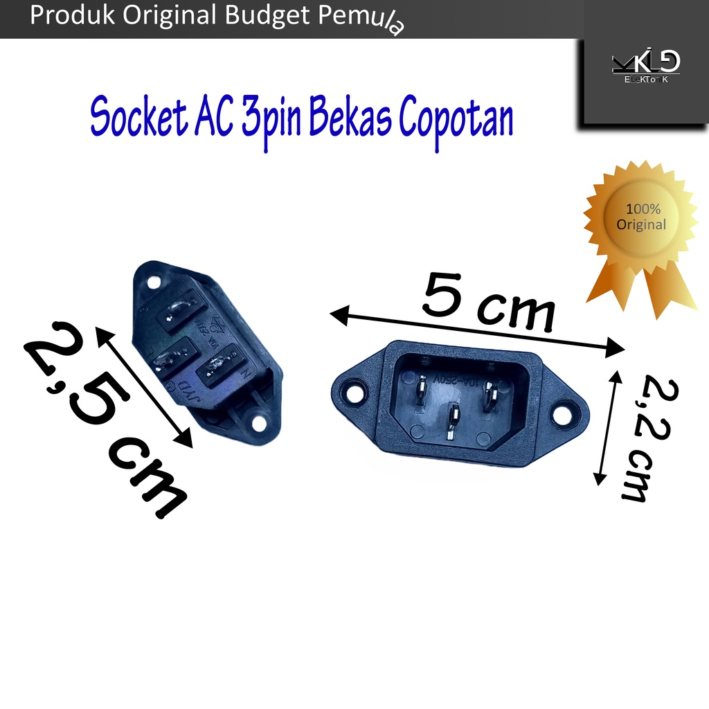 Jual Socket AC Male 3 pin Soket AC Power Inlet Elektronik Bekas Copotan ...