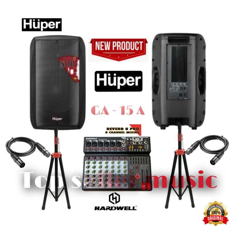 Jual PAKET SOUND SYSTEM SPEAKER AKTIF 15"HUPER GA-15A HARDWELL REVERB 8 ...