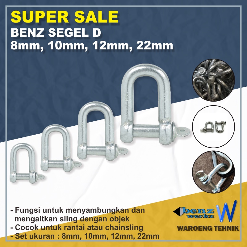 Jual Segel D / Shackles / Sambungan Rantai 8mm 10mm 12mm 22mm BENZ ...