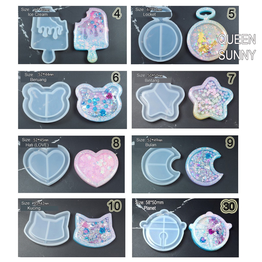 Jual [NEW-5] Shaker Mold Hati Bintang Bulan Planet Kucing Beruang Es Krim Locket Jam Saku ...