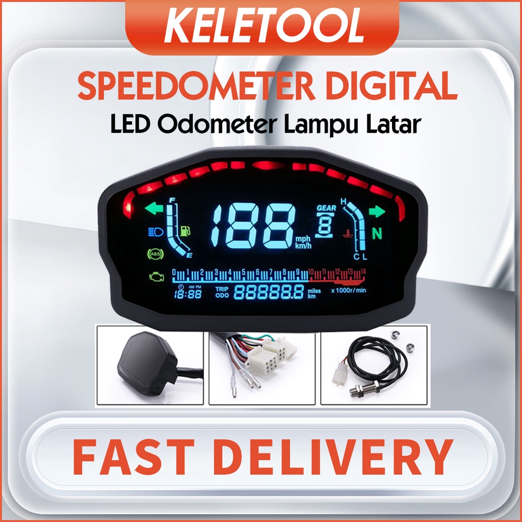 Jual speedometer digital LED Odometer Lampu Latar Sepeda Motor LED LCD ...