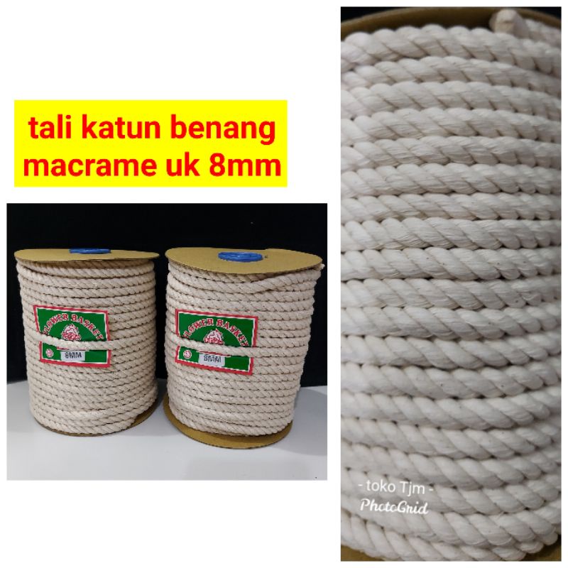 Jual TALI KATUN BENANG MAKRAME /MACRAME UK 8MM ROLL | Shopee Indonesia