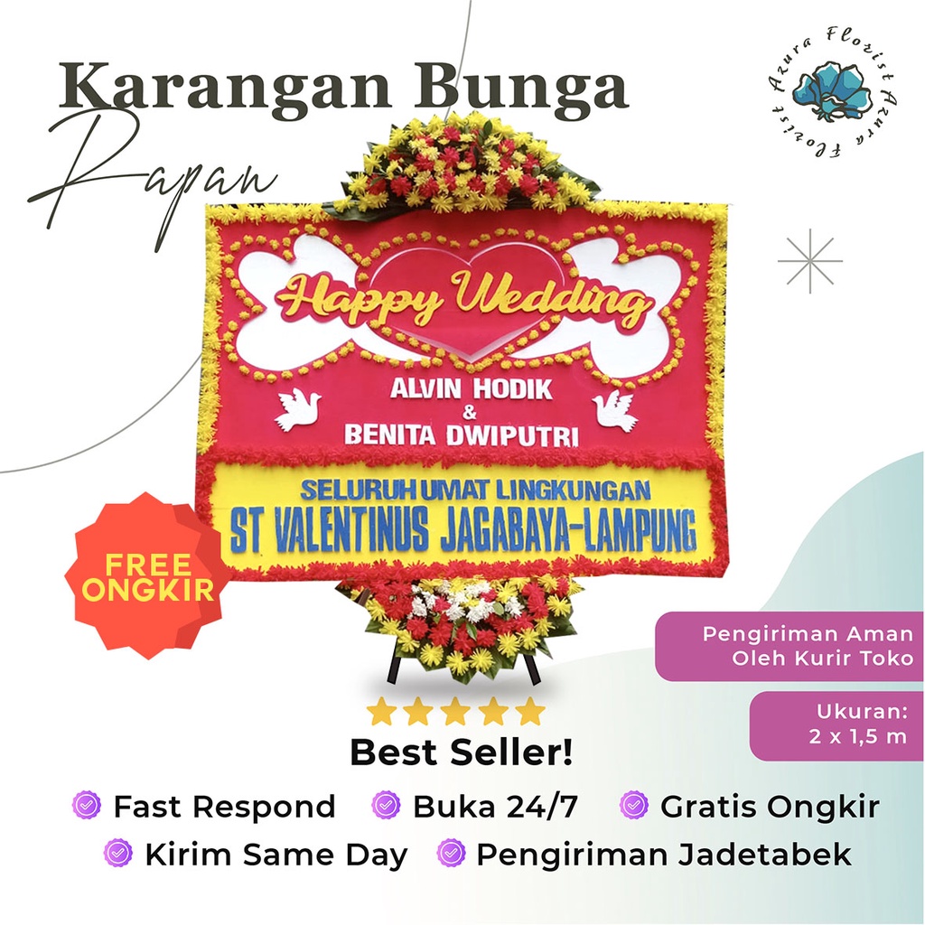 Jual Karangan Bunga Papan Premium Ukuran 2x1,5m Jakarta Tangerang ...