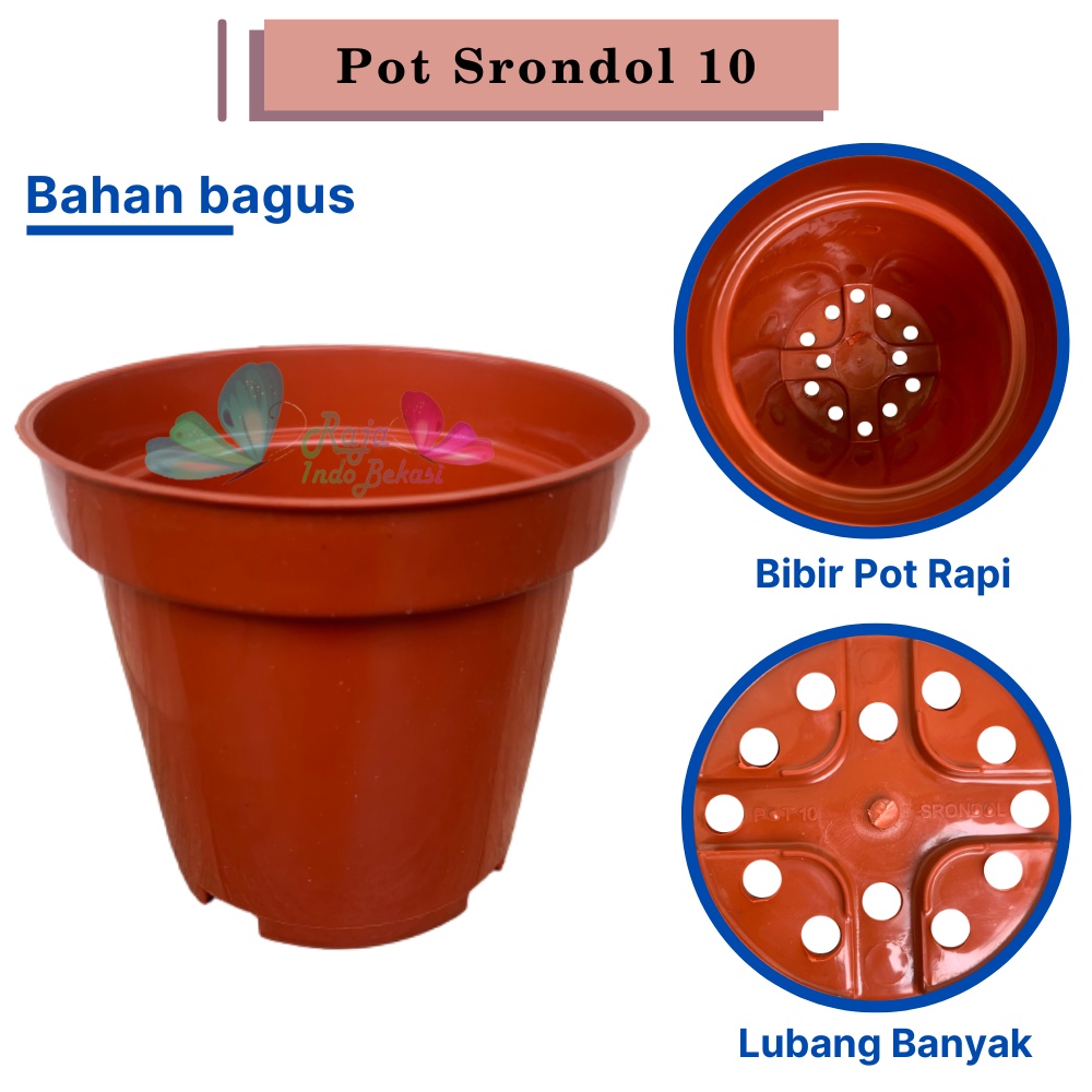 Jual Pot Bunga Murah/ Pot Tanaman / Pot Plastik Coklat Merah Bata Uk 10 ...