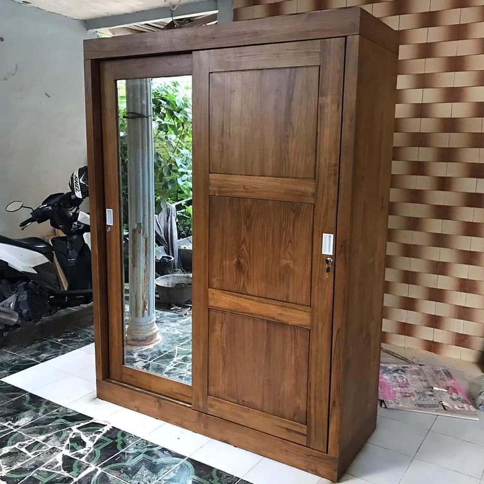 Jual Lemari Pakaian 2 Pintu Costum Ukuran Model Minimalis Pintu Sliding ...