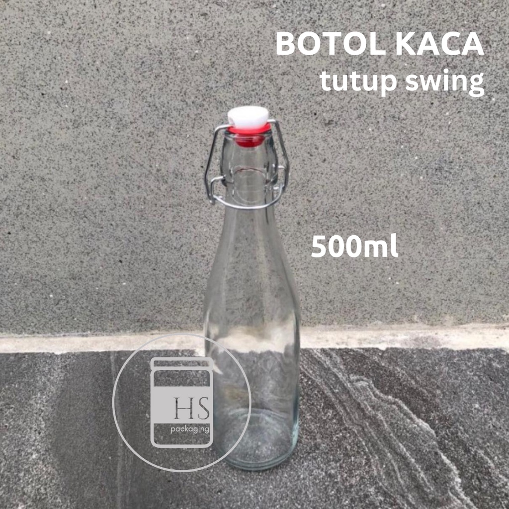 Jual Botol Kaca 1000ml 500ml tutup swing / glass bottle 1L 500ml ...