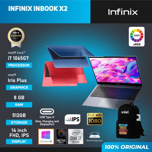 Jual LAPTOP INFINIX INBOOK X2 i7-1065G7 8G 512G INTEL IRIS PLUS 14" FHD ...