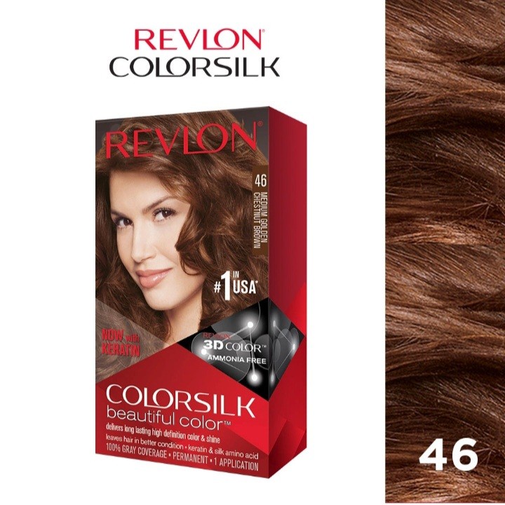 Jual Revlon Colorsilk Hair Color Chesnut Brown 46 Keratin | Shopee ...