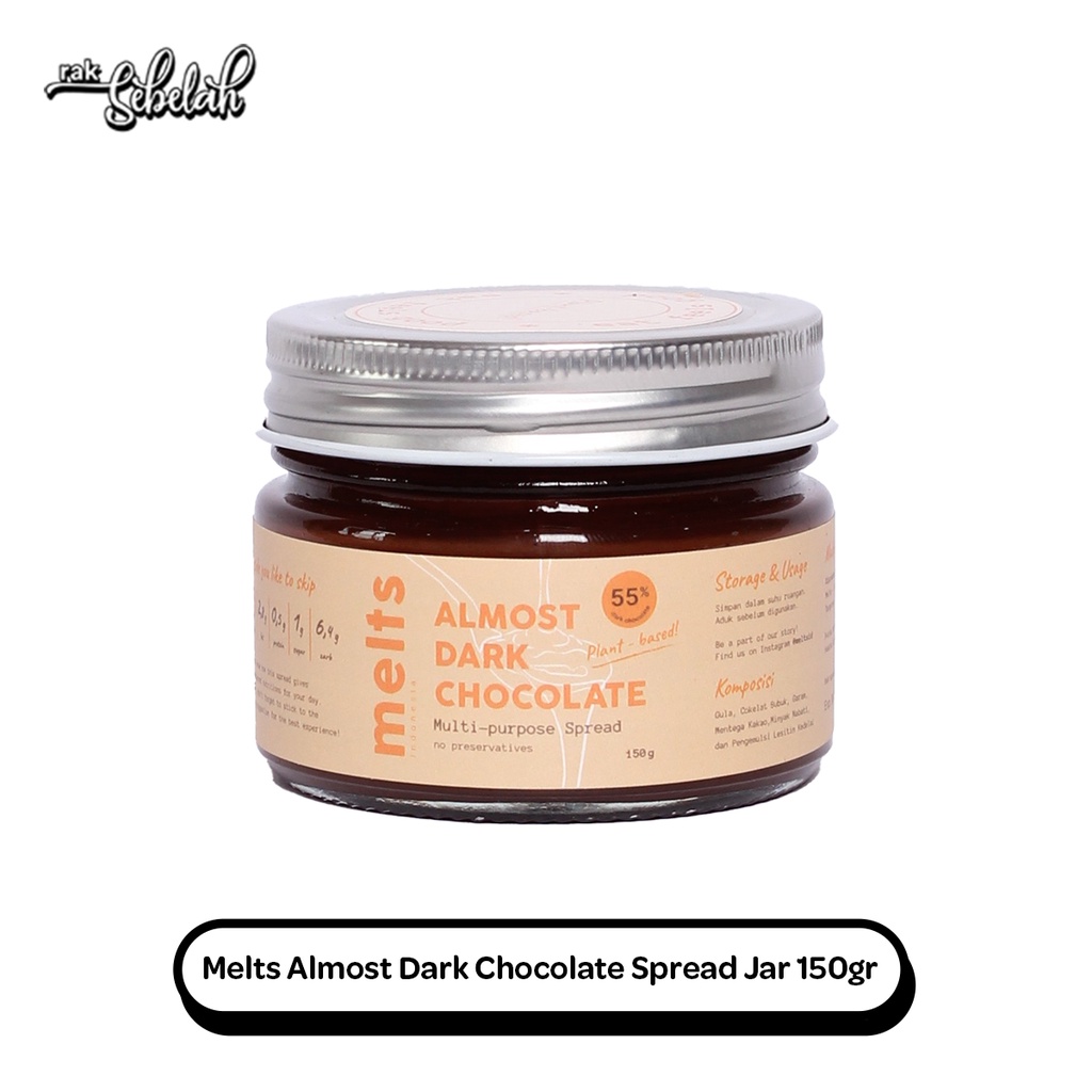 Jual Melts Almost Dark Chocolate Spread Jar 150gr - Selai Cokelat Vegan ...