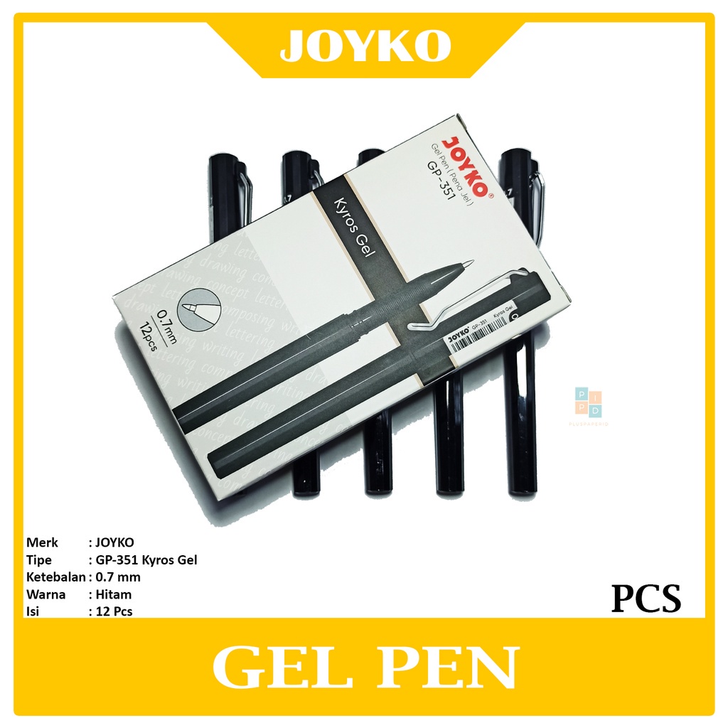 Jual JOYKO - Pulpen pena Gel Pen GP-351 0.7mm Kyros Gel Black - Pcs | Shopee Indonesia