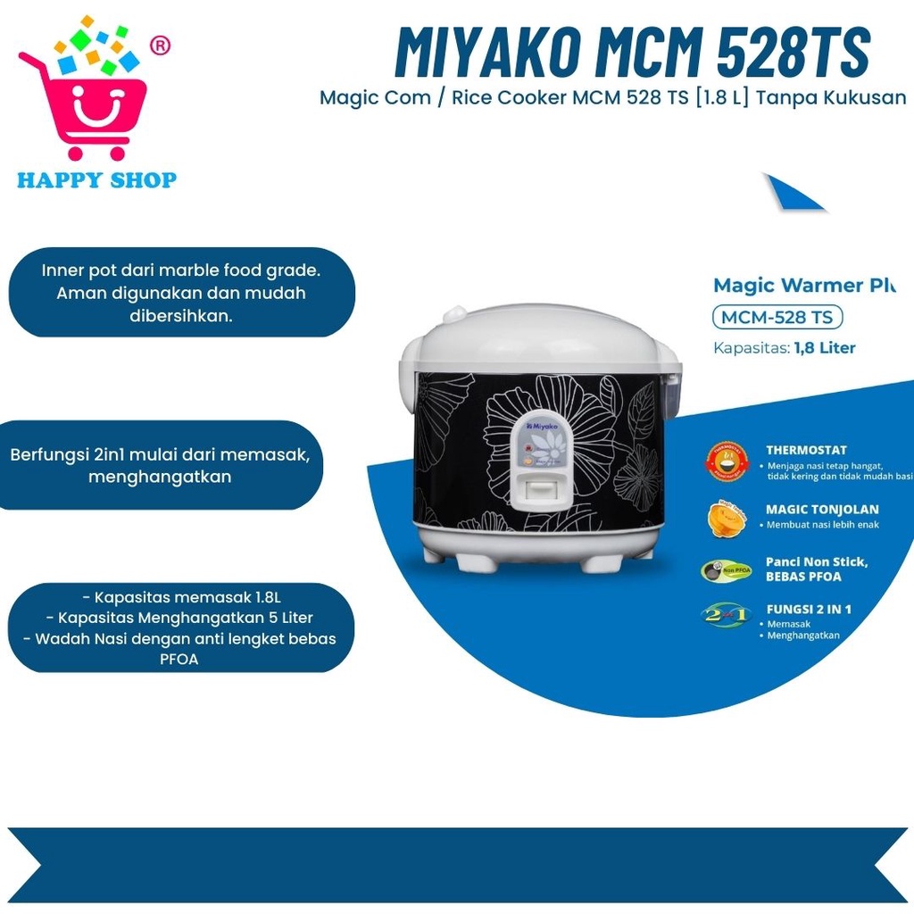 Jual Miyako Magic Com / Rice Cooker MCM 528 TS [1.8 L] Tanpa Kukusan ...