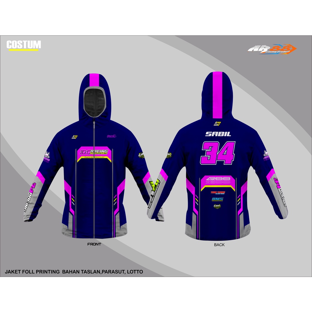 Jual JAKET RACING COSTUM TASLAN / PARASUT WATERPROOF | Shopee Indonesia
