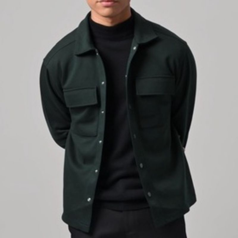 Jual SHACKET JACKET PLEECE - JAKET PRIA KEMEJA POLOS | Shopee Indonesia