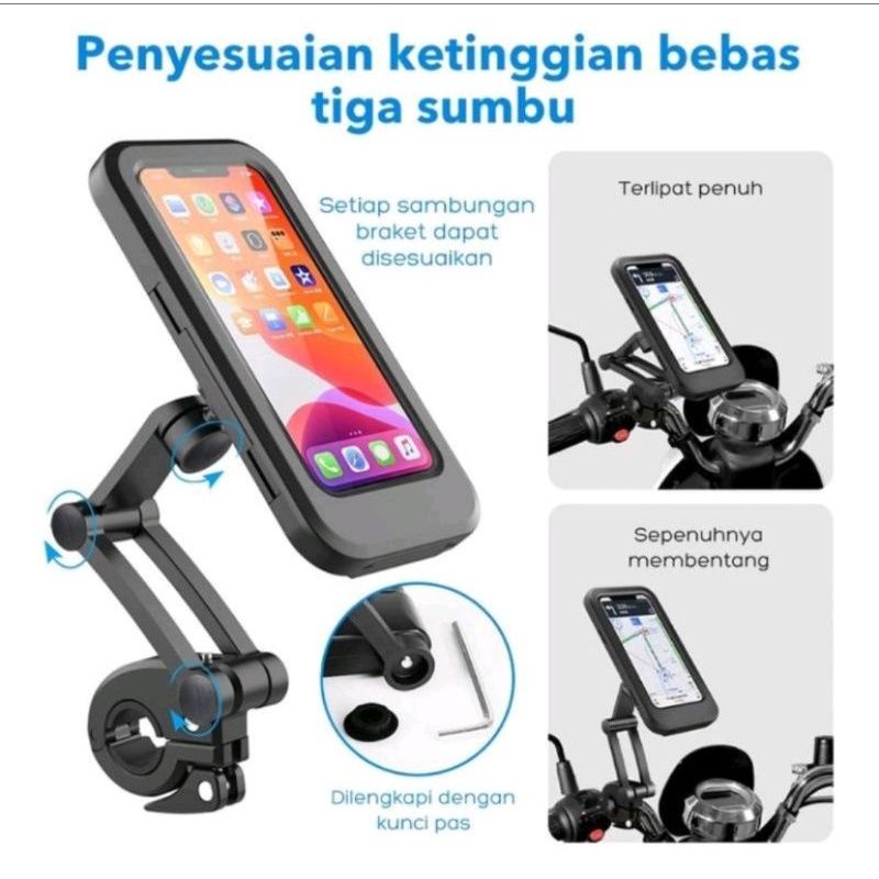 Jual PHONE HOLDER MOTOR WATERPROOF TEMPAT DUDUKAN HP DI STANG SEPEDA HM-18 | Shopee Indonesia