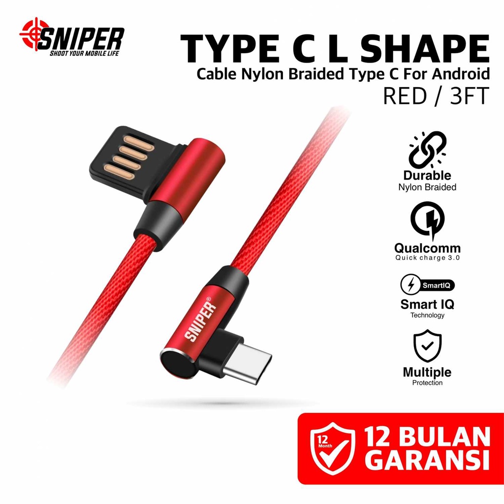 Jual Sniper Cable Gaming L Shape Type C 3ft | Shopee Indonesia