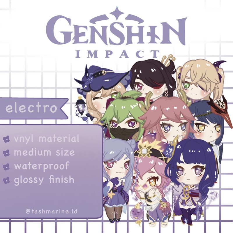 Jual Tashmarine | Genshin Impact Electro Character Stickers | Vnyl ...