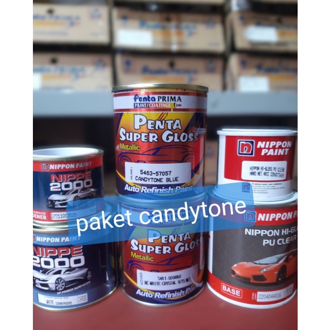 Jual cat paket lengkap penta candytone super gloss / candy biru merah ...