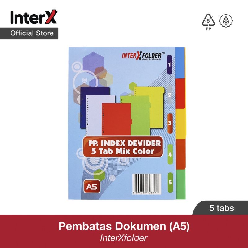 Jual Index Divider A5 Inter X 5 Tab / Pembatas Binder Ordner | Shopee ...