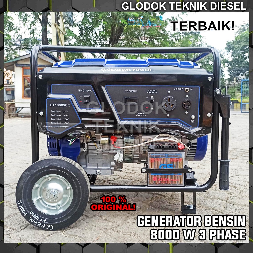Jual Genset Generator Bensin 8000 W 7500 Watt 3 Phase Elektrik Starter ...