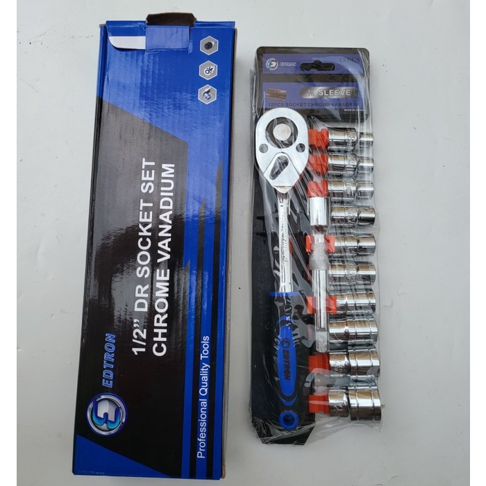 Jual Shock Edtron Kunci Sock Sok Rachet Set 1/2 0.5 In 12 Pcs 1/2 Inch ...