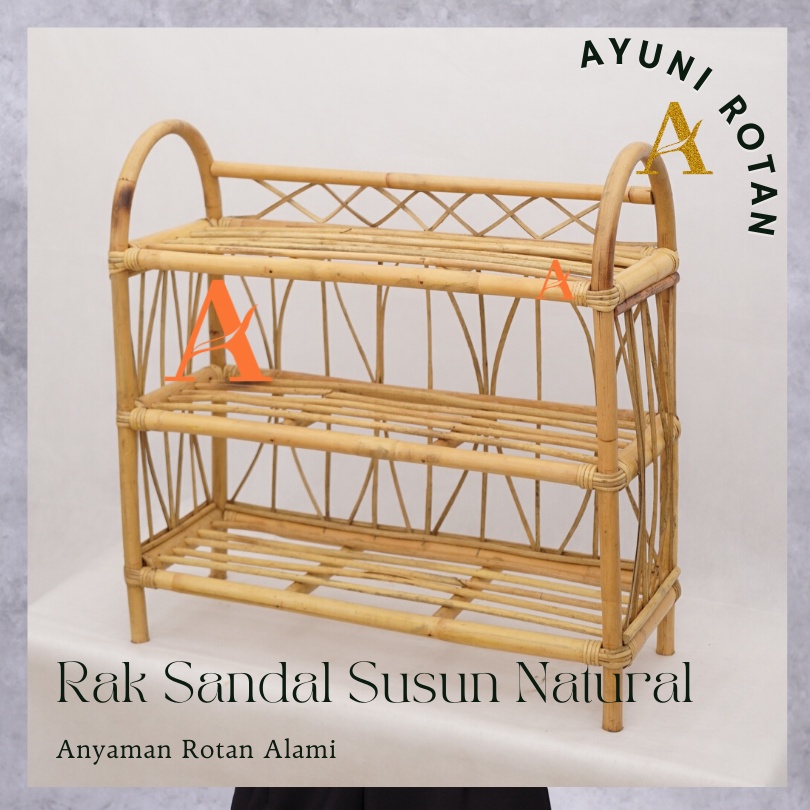 Jual Rak Sepatu Susun Rotan Alami Susun 3 dan 4 / Rak Sendal Rotan ...
