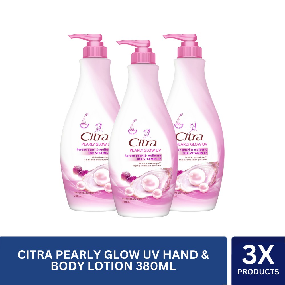 Jual Citra Hand and Body Lotion Pearly Glow UV 380ml Multi Pack | Shopee Indonesia
