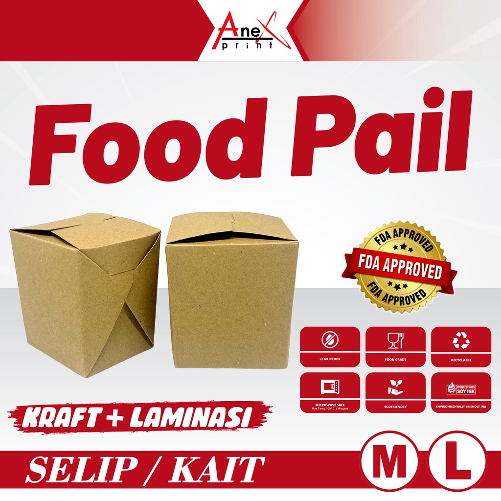 Jual FOOD PAIL UKURAN M DAN UKURAN L | PAPER RICE BOX | KRAFT PAPER ...