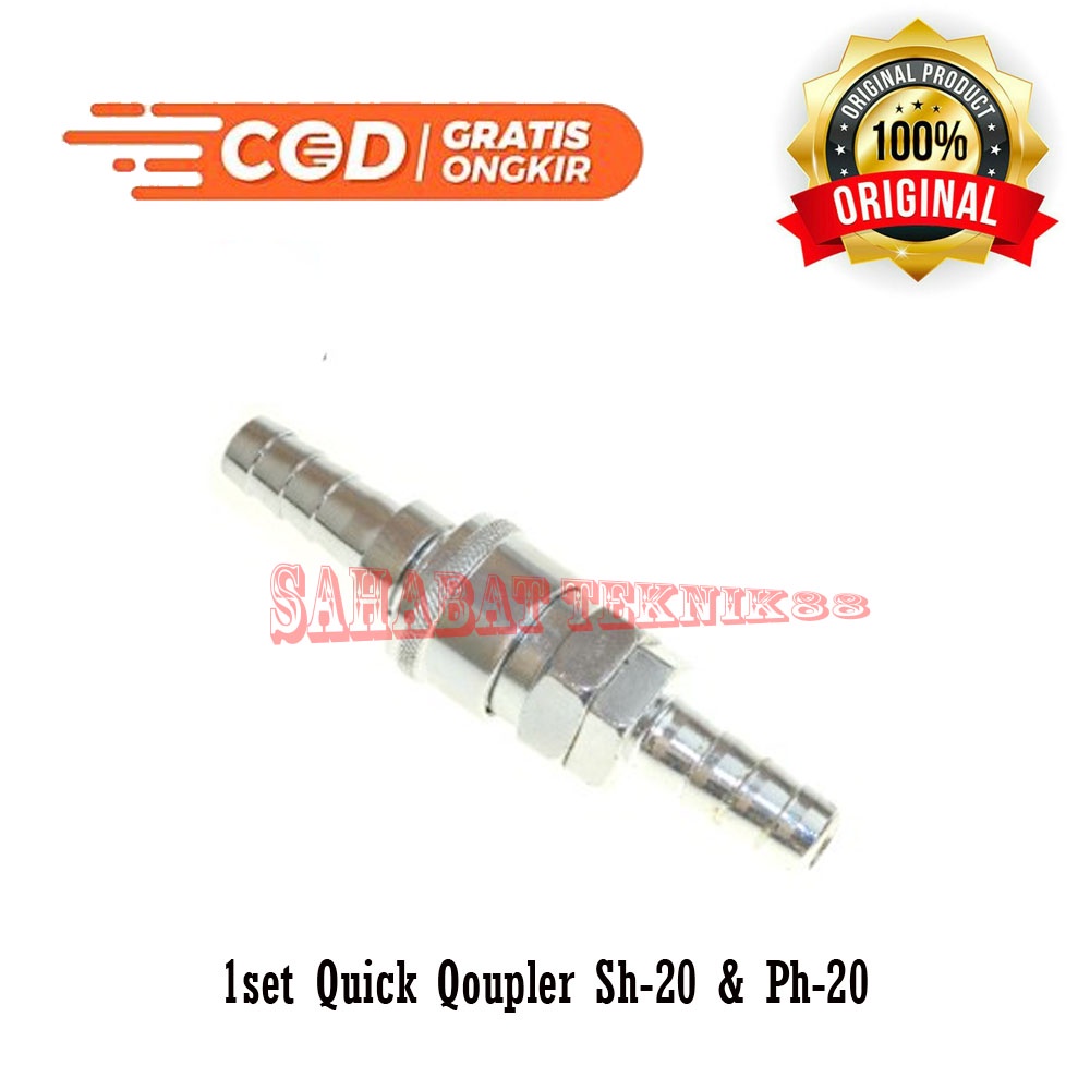 Jual 1 Set Quick Coupler SH PH20 Sambungan Selang Kompresor Recoil ...