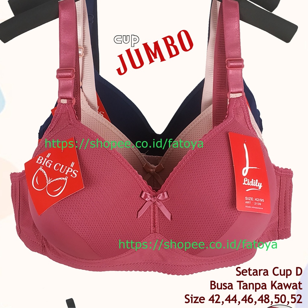 Jual LYDYLY Bra BH Busa Tanpa Kawat Big Cup Jumbo Cup D Size 42-52 ...