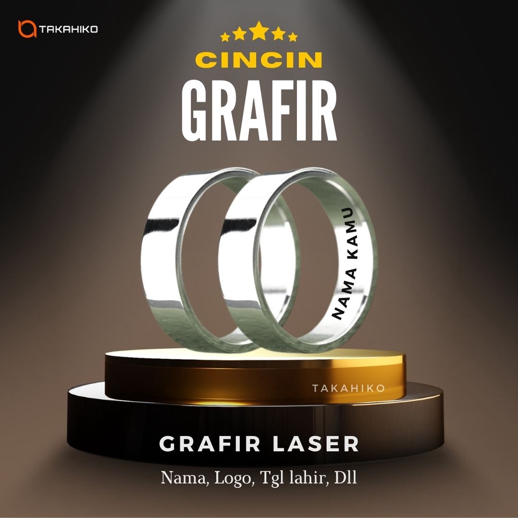 Jual Cincin Costum nama titanium Silver Grafir nama sendiri couple ...