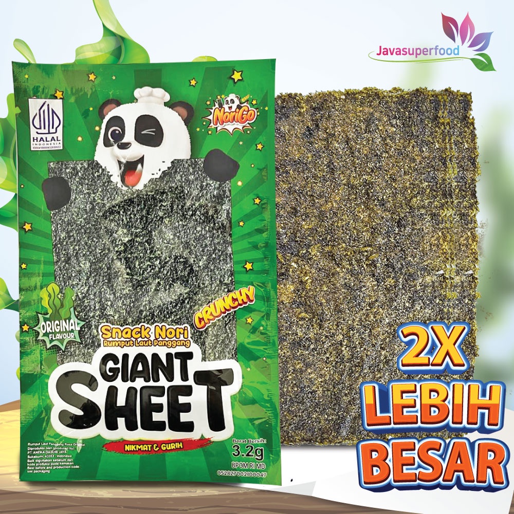 Jual Norigo / Snack Nori Giant Sheet 1 Pcs / Snack Rumput Laut 38.4g ...