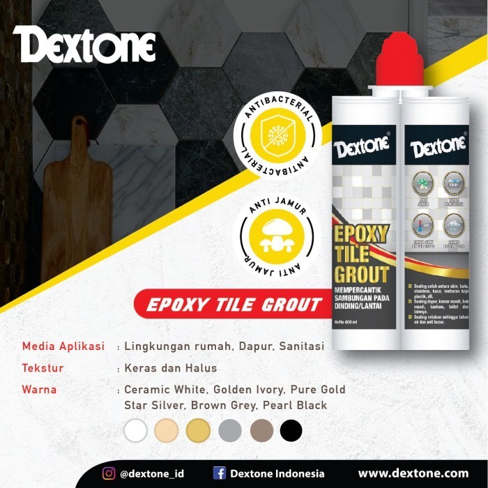 Jual Dextone Lem Nat Kramik Epoxy Tile Grout 400 ml | Shopee Indonesia