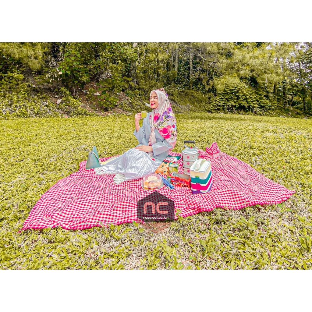 Jual TIKAR Kain Piknik Estetik Kekinian Motif Kotak-Kotak Gingham ...