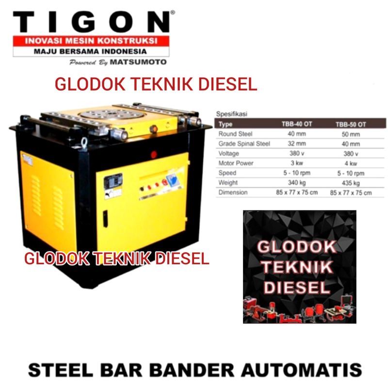 Jual Mesin Penekuk Besi 40mm Otomatis Steel Bar Bender Tigon TBB-40 OT ...