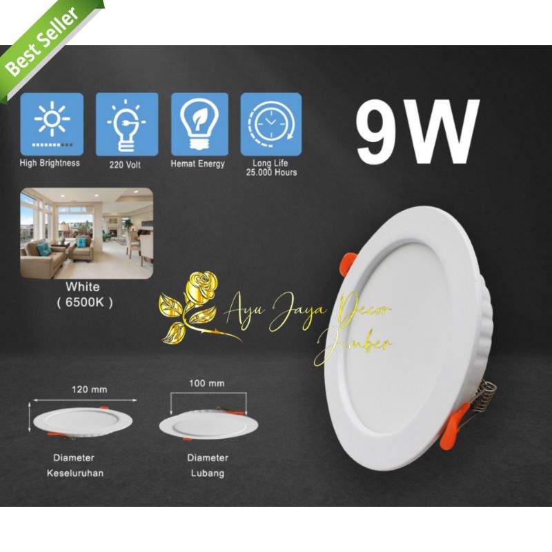 Jual lampu downlight LED 9 watt warna Warm White | Shopee Indonesia