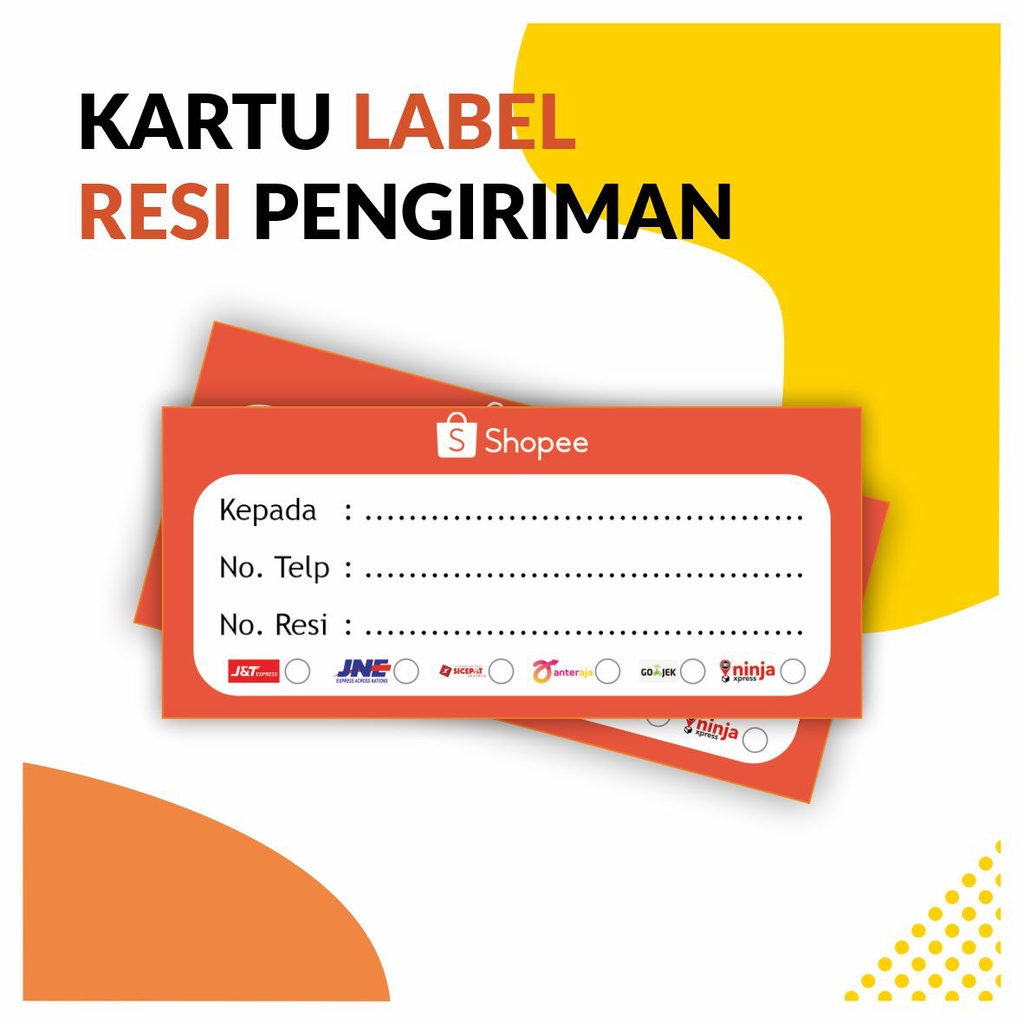 Jual ISI 50 !! KARTU LABEL RESI PENGIRIMAN | Shopee Indonesia