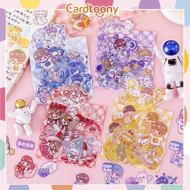 Jual Stiker Aesthetic Lucu Imut Astronot Huruf Dekorasi sticker ...