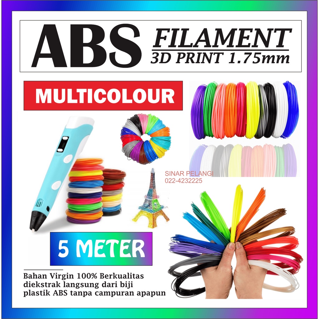 Jual FILAMENT ABS 5 METER METERAN REFILL ISI ULANG TINTA 3D PRINT DIY ...
