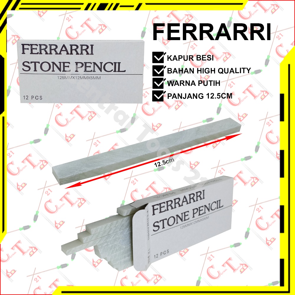 Jual Kapur Besi Putih Pencil Tulis Besi Plate Stone Ferrari 1 Kotak 12 Pcs | Shopee Indonesia