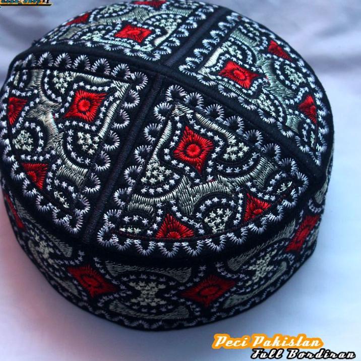 Jual Kopiah Muslim Peci Pakistan Premium Full Bordiran Bahan Katun ...