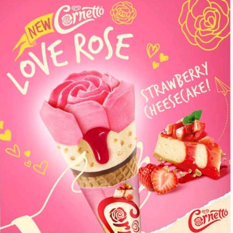 Jual Walls Cornetto Love Rose Strawberry Cheese Cake 131 ml Ice Cream ...