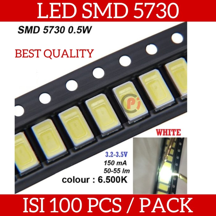 Jual Isi 100 Pcs LAMPU LED SMD CHIP 5630 5730 LIGHT EMITTER DIODE WHITE ...